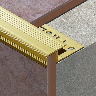 Profil treapta antiderapant, 10x22 mm, 2,7 m, auriu satinat - Profilux