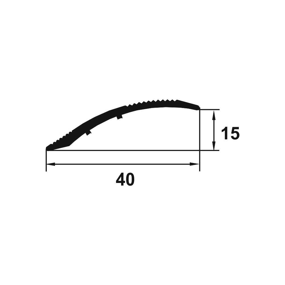 Prag trecere, diferenta nivel 15 mm, 40 mmx2,7 m, - Profilux