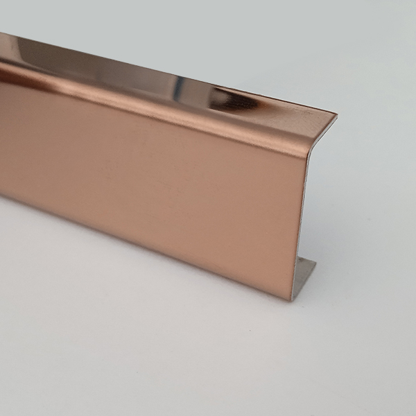 Profil decorativ tip U din inox, 20x8 mm, finisaj inox cupru oglinda ...