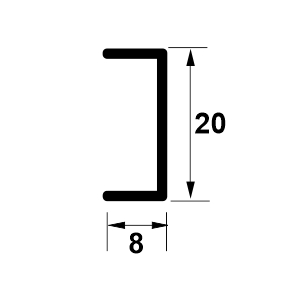 Profil decorativ tip U din inox, 20x8 mm, finisaj inox auriu oglinda ...