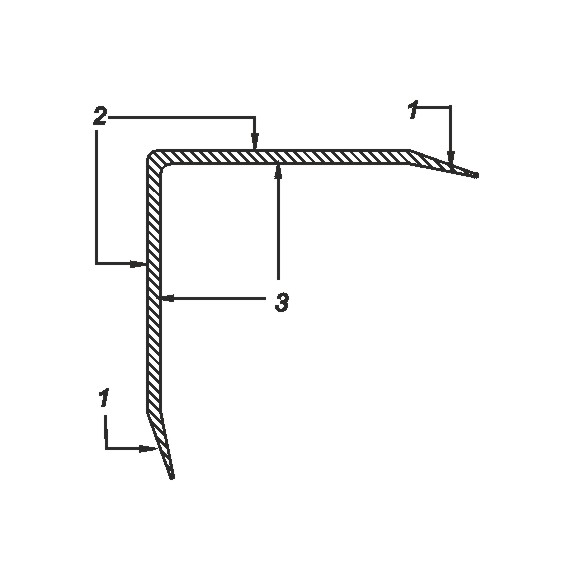 Cornier inox cu laturi tesite, 15x15 mm, 2,7 m, inox periat - Profilux