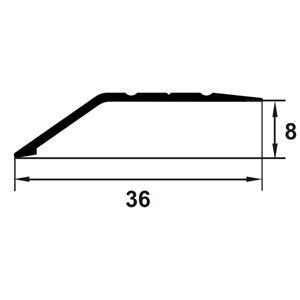 Prag trecere, diferenta nivel 8 mm, 36 mmx1,8 m, alama lucioasa - Profilux