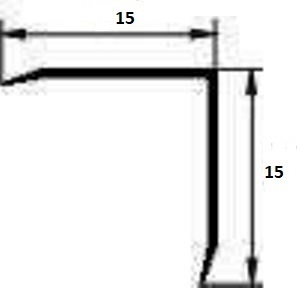 Cornier inox cu laturi tesite, 15x15 mm, 3 m, inox periat - Profilux